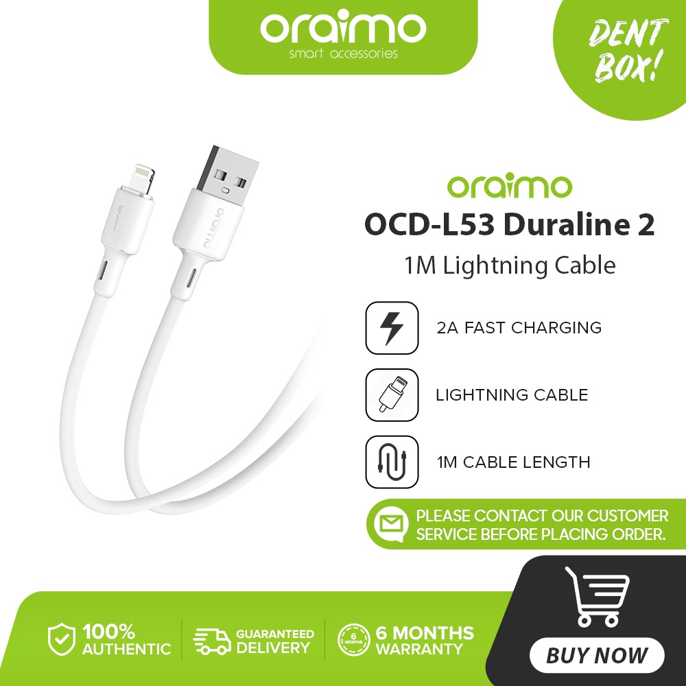 Oraimo OCD-L53 Duraline 2 1M Fast Charge Cable I Output: 5V 2A I PVC ...