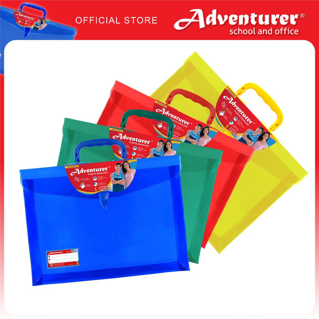 Adventurer Expanding Plastic Envelope, Colored Transparent, Pushlock ...