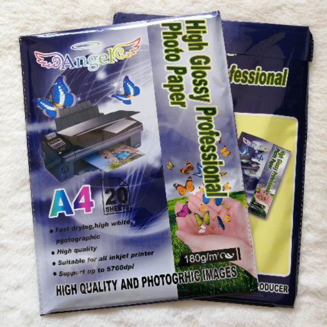 180gsm A4 High Glossy Photo Paper (No Back Print) 20sheets For Inkjet ...