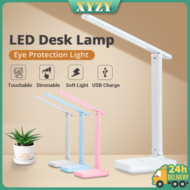 LED Desk Lamp USB Rechargeable Study Lamp Dimmable Table Lamp Foldable ...