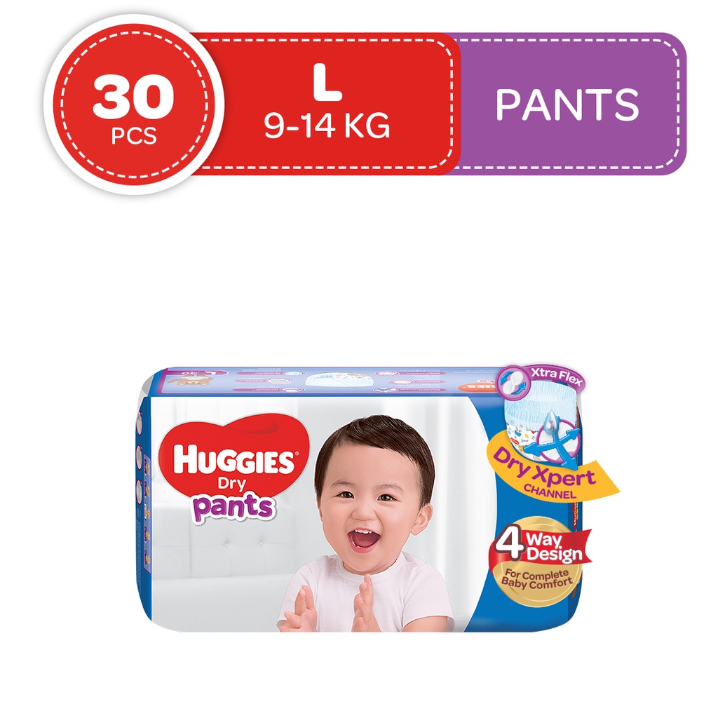 HUGGIES Dry Pants Large 30s | Shopee Philippines