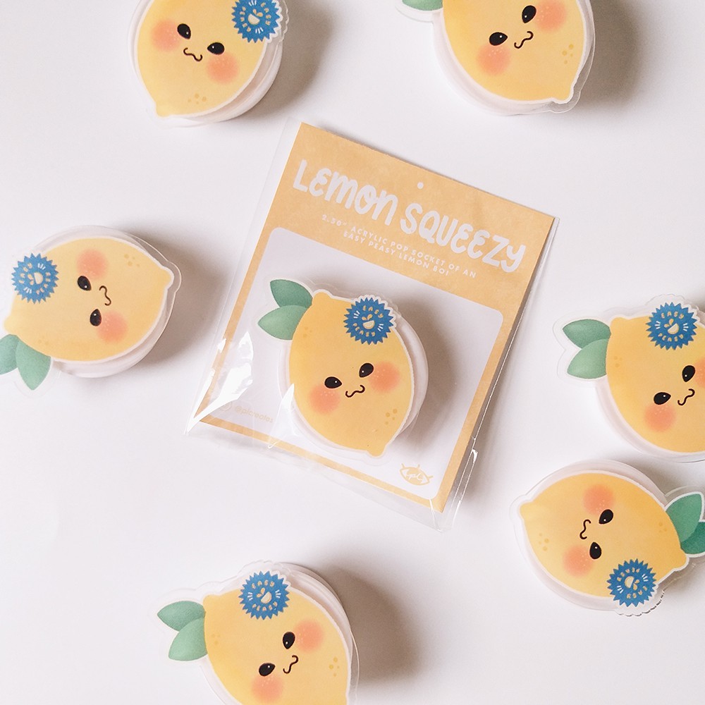 Lemon Fruity Friends Acrylic Phone Grip | PLCREATES | Shopee Philippines