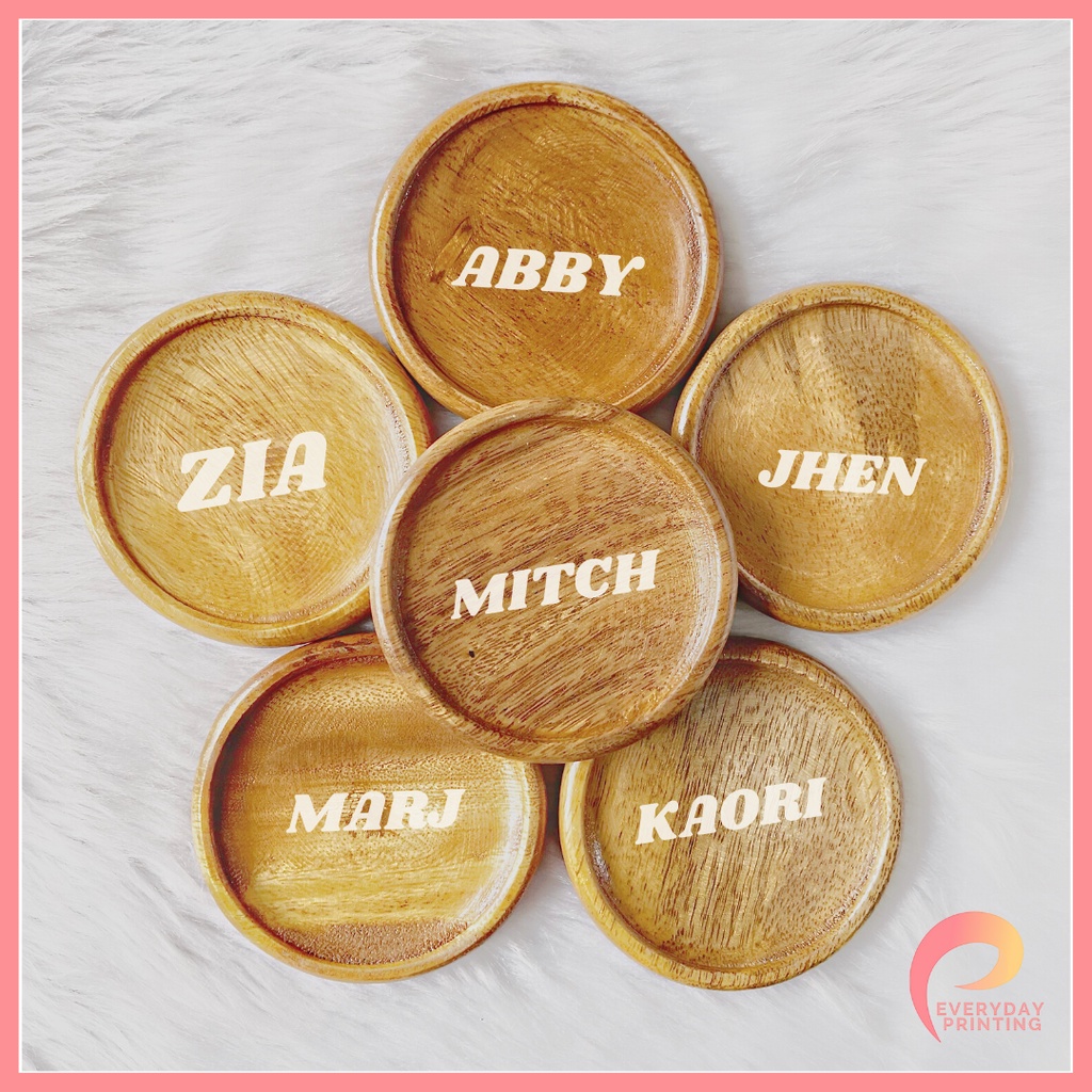CUSTOMIZED Handcrafted Acacia Wooden Coaster / Decal Sticker (STYLE 2 ...