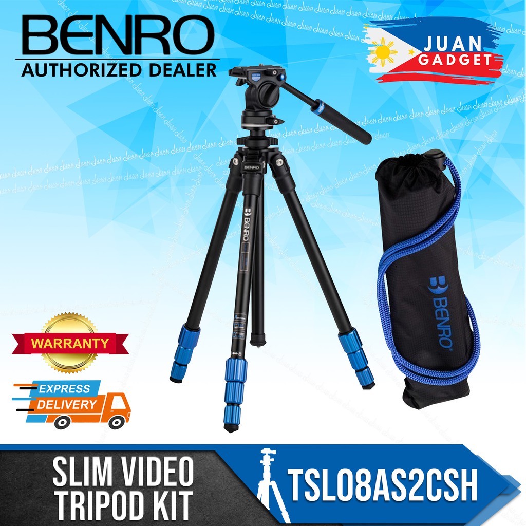 Benro TSL08AS2CSH Slim Aluminum Video Tripod Kit 4-Section with S2P ...