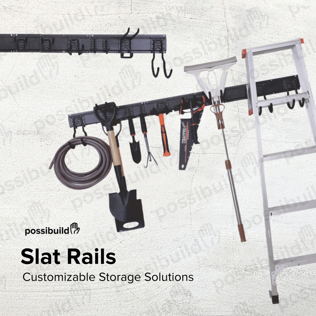 Possibuild Slatwall System Tools Organizer, Slat Rails Utility Garage ...
