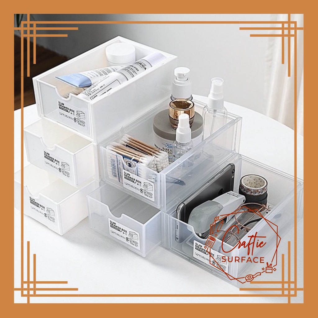 Minimalist Stackable DIY Mini Slim Drawer box Stationery | Shopee ...