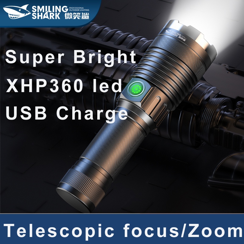 Smiling Shark SD-0521 LED Flashlight XHP360 Super Bright 10000 Lumens ...