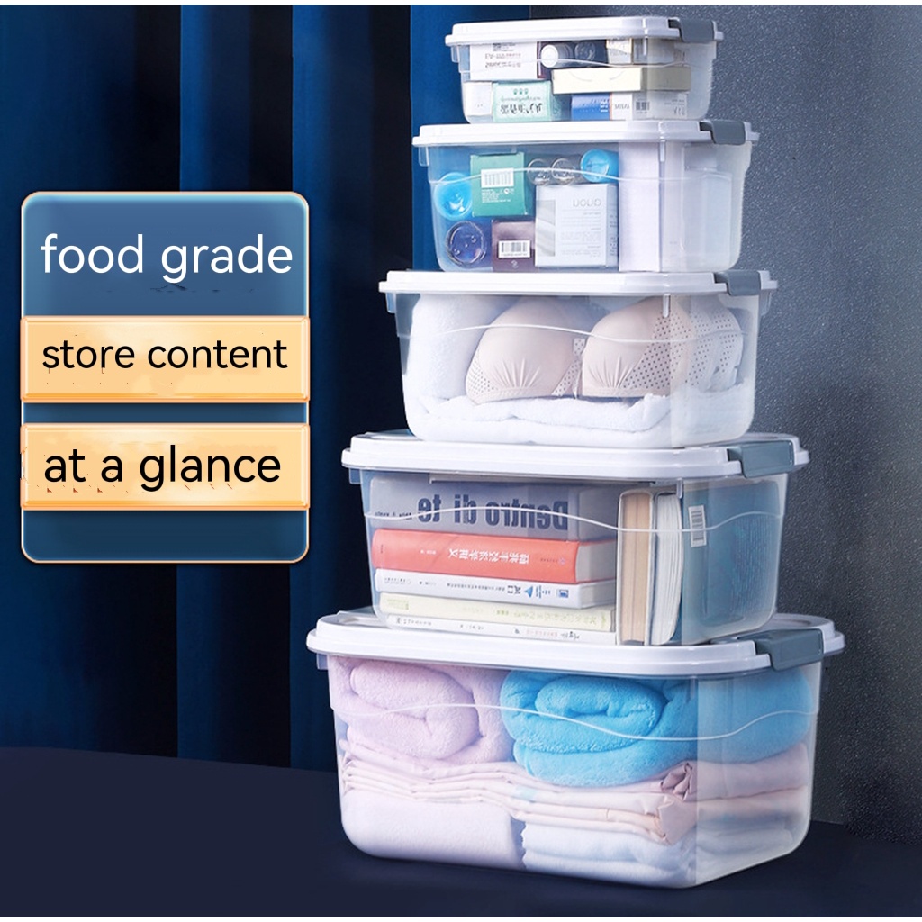 Quart Clear Storage Bin with Lids Plastic Organize Bins with Handle ...