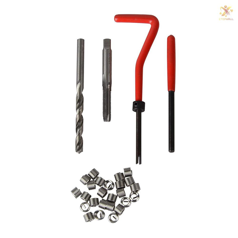 E&T 30Pcs Metric Thread Repair Insert Kit M5 M6 M8 M10 M12 M14 Helicoil Car Pro Coil Tool M6 * 1 ...