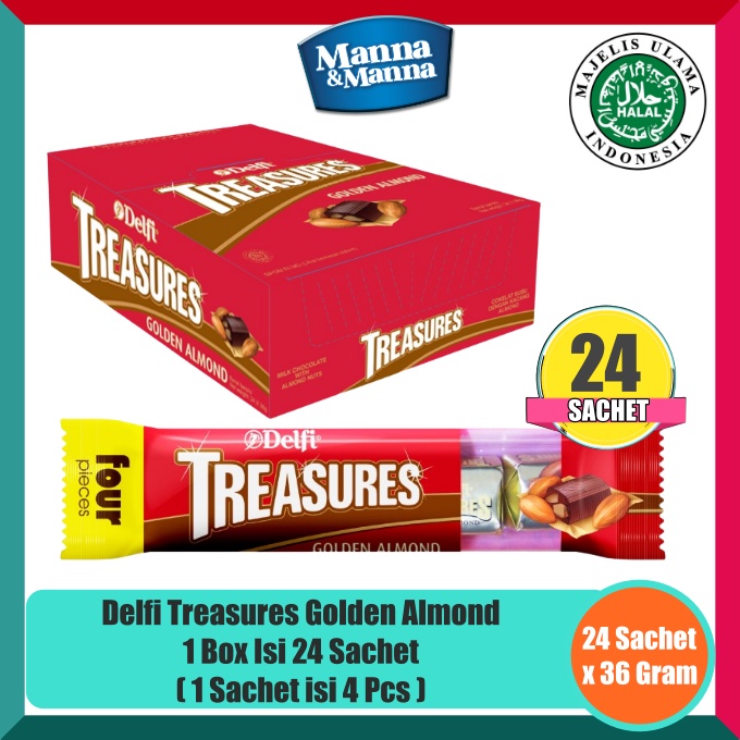 Delfi Treasures Golden Almonds - 1 Box Contents 24 Sachets x 4 Pcs ...