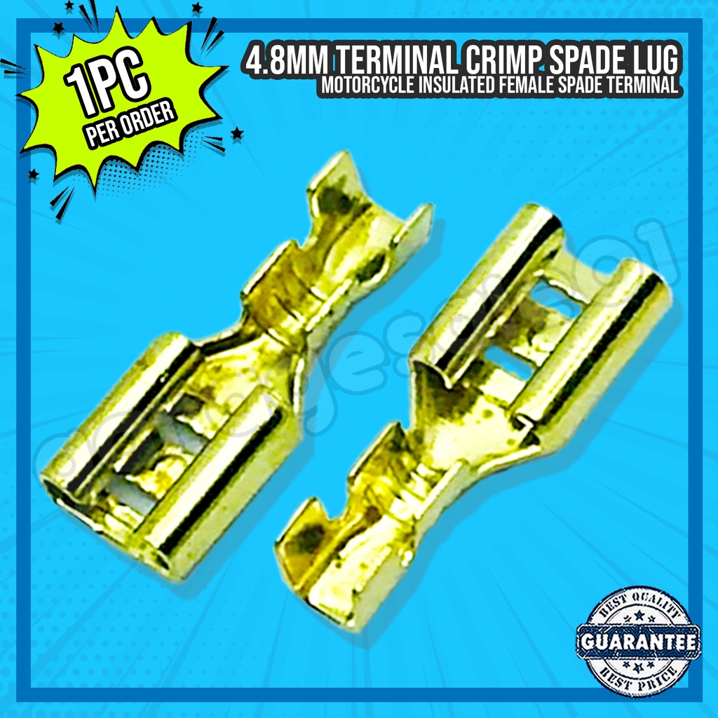 4.8MM Motorcycle Insulated Spade Terminal Female Brass Crimp ( Per ...