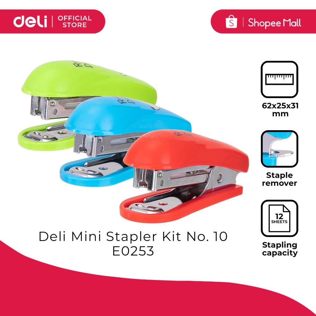Deli E0253 Mini Stapler Kit No.10 (1PC) [7527253] | Shopee Philippines