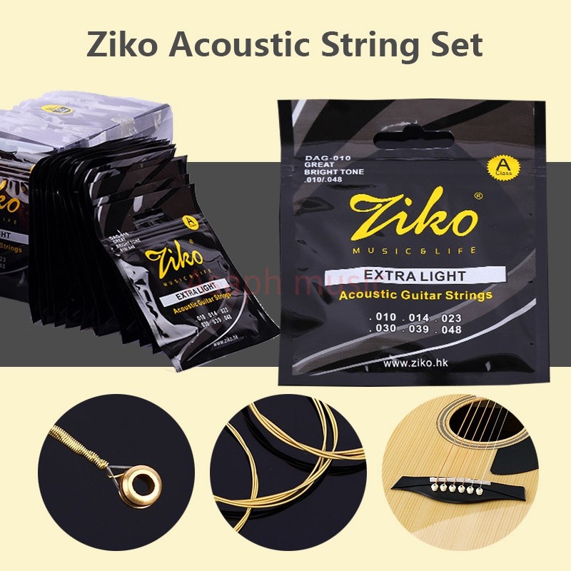 Ziko Acoustic String Set .010-.048/011-050 Guitars Musical Instruments ...