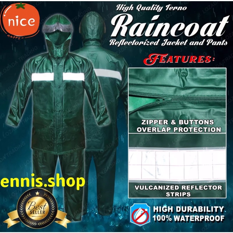 COD HIGH QUALITY RAIN COAT DARK GREEN KAPOTE | Shopee Philippines