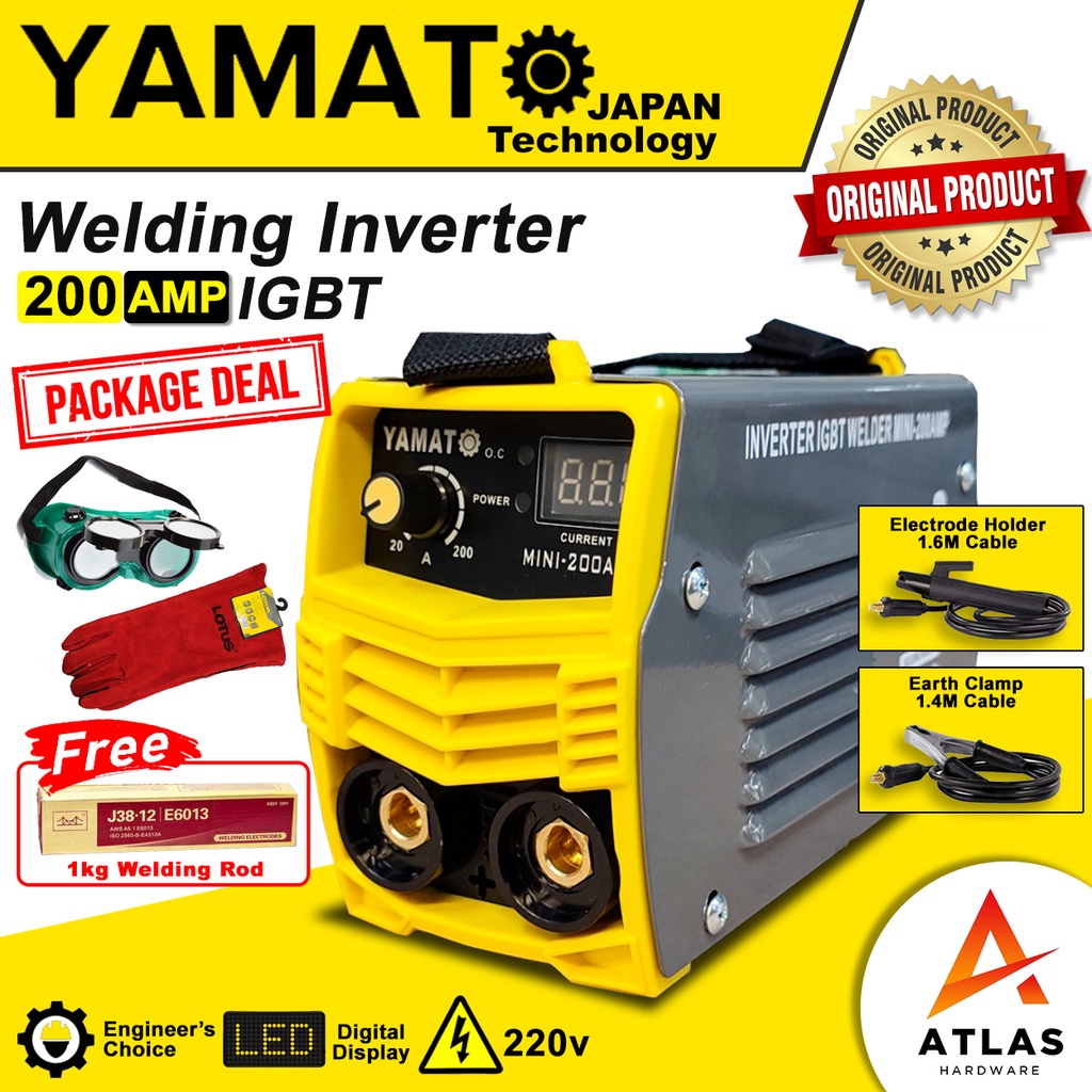 YAMATO JAPAN 200A Portable Inverter Welding Machine ARC MMA STICK MINI ...