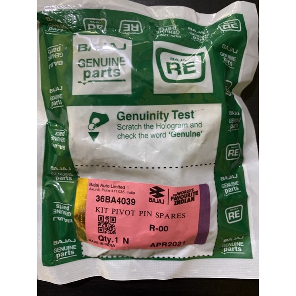 Bajaj RE Genuine Kit Pivot Pin w/ grease hole | Shopee Philippines