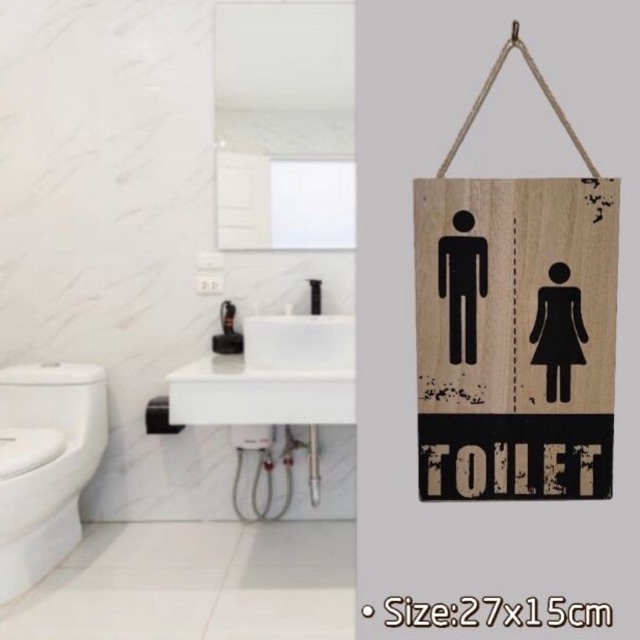 Wooden Signage Toilet Sign Retro Door Reminder Signs Household Wall ...