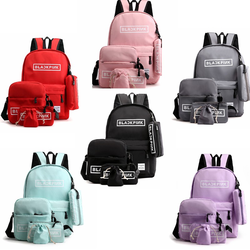 KPOP BLACKPINK 5 IN 1 Backpack Student Bag Canvas Bag 5pcs/set Pencil ...