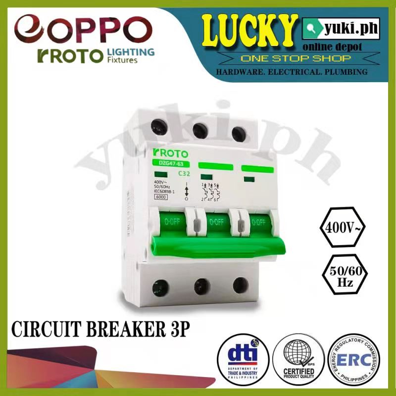 EOPPO/ROTO DZG47-63-3P CIRCUIT BREAKER MCB 6KA 220V | Shopee Philippines