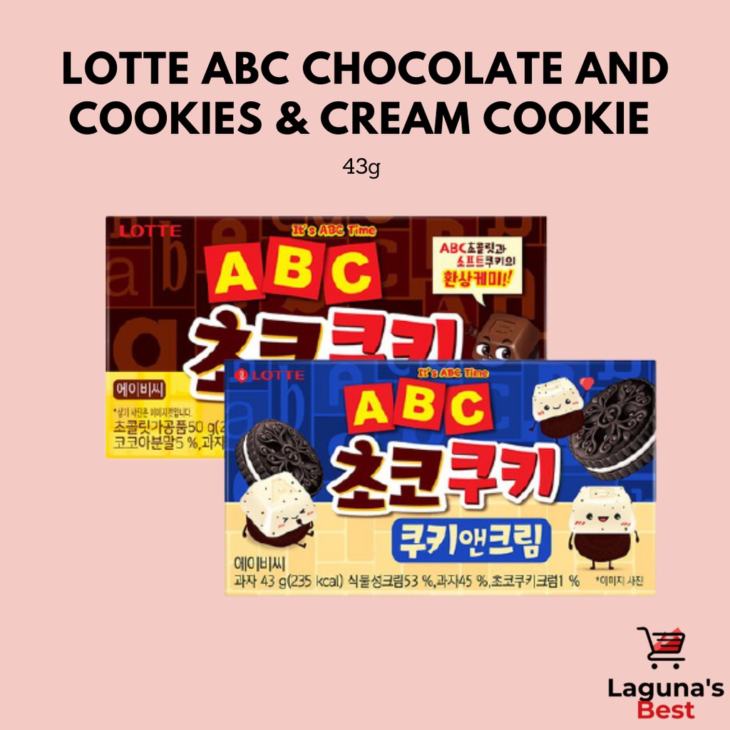 Lotte ABC Chocolate and Cookies & Cream Cookie 43g | Shopee Philippines