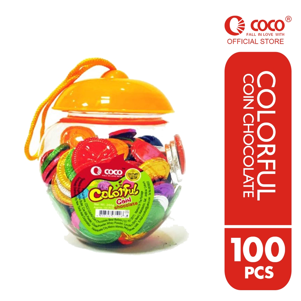COCO Chocolate Colorful Coin Jar 100Pcs | Shopee Philippines