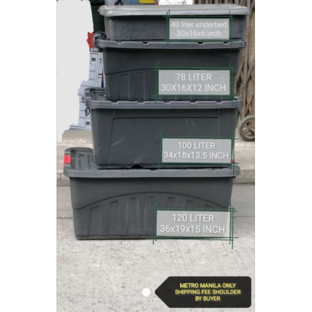 120 liter black storage box with wheels under bed storage (for other ...