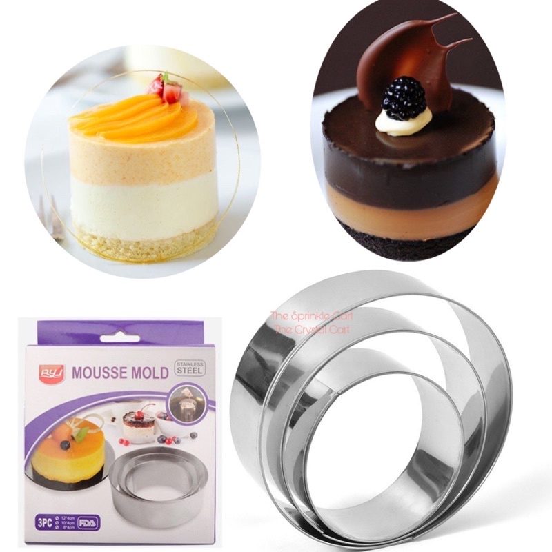 3pcs Round Stainless Mousse Ring Molder Cutter Baking 3/4/5 inches ...