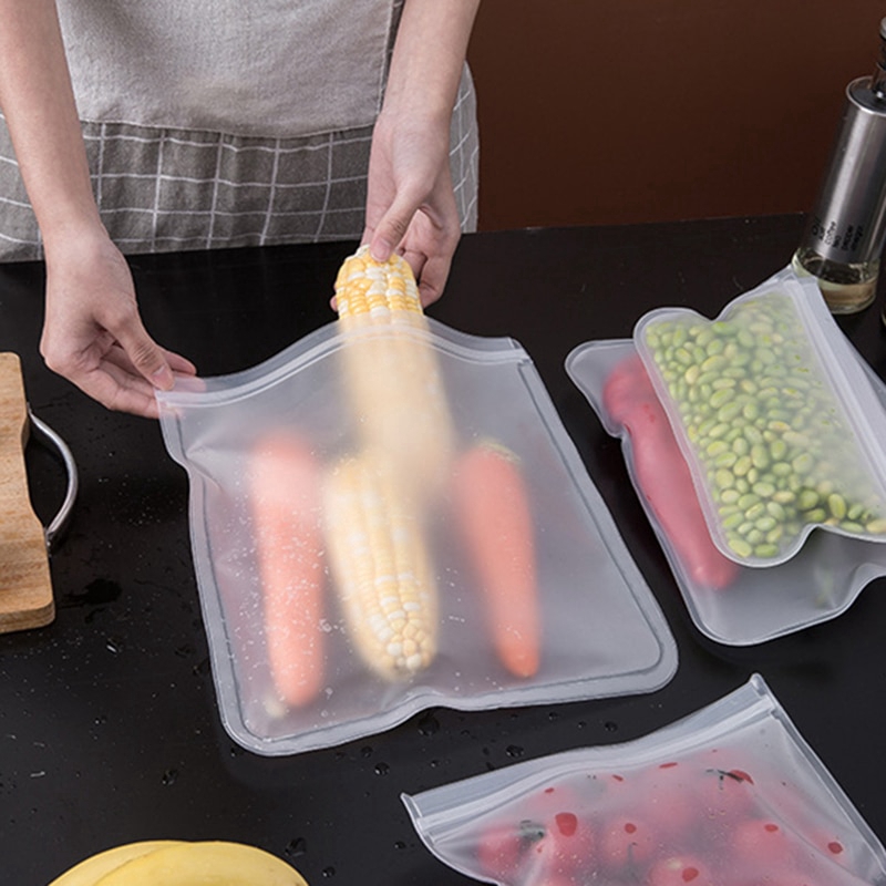 Peva Silicone Food Storage Bag Containers Reusable Freezer Bag Leakproof Top Ziplock Bags