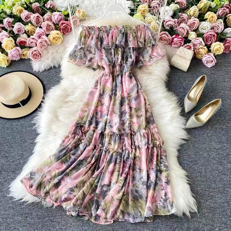 maxi off shoulder floral dress for women summer dress for women casual ...