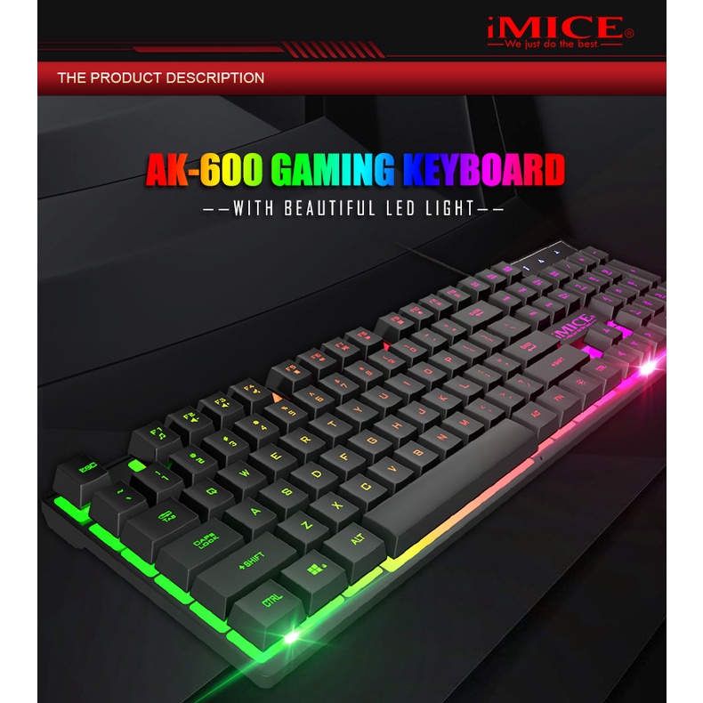 iMice AK600 Gaming Keyboard with Backlight RGB Key Board USB 104 ...