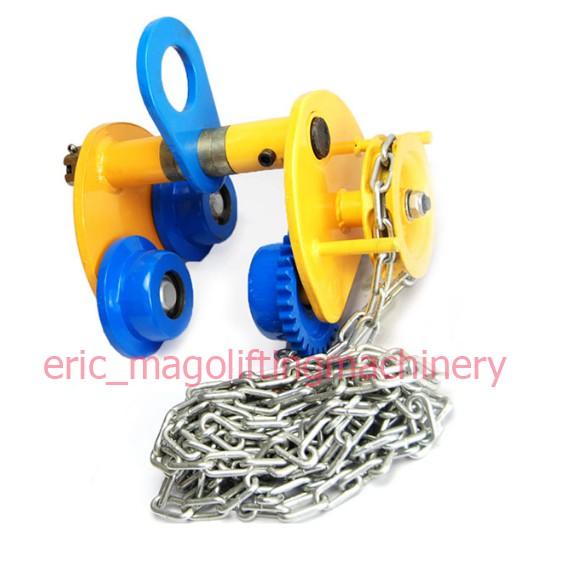Hot sell geared trolley manual driving enclosed bearing trolley with ...