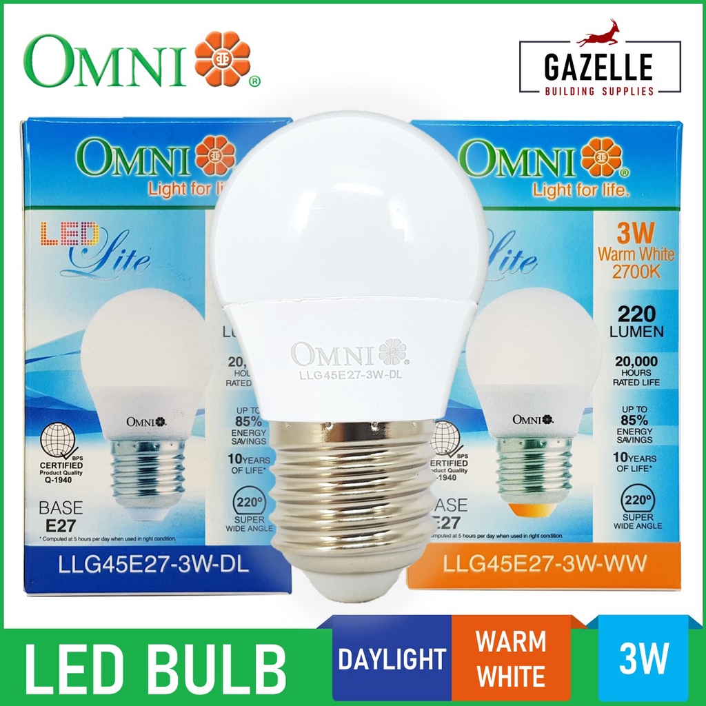 Omni LED Lite G45 Light Bulb E27 / E14 Warm White / Daylight - 3 Watts ... Omni LED Lite G45 Light Bulb E27 / E14 Warm White / Daylight - 3 Watts ...