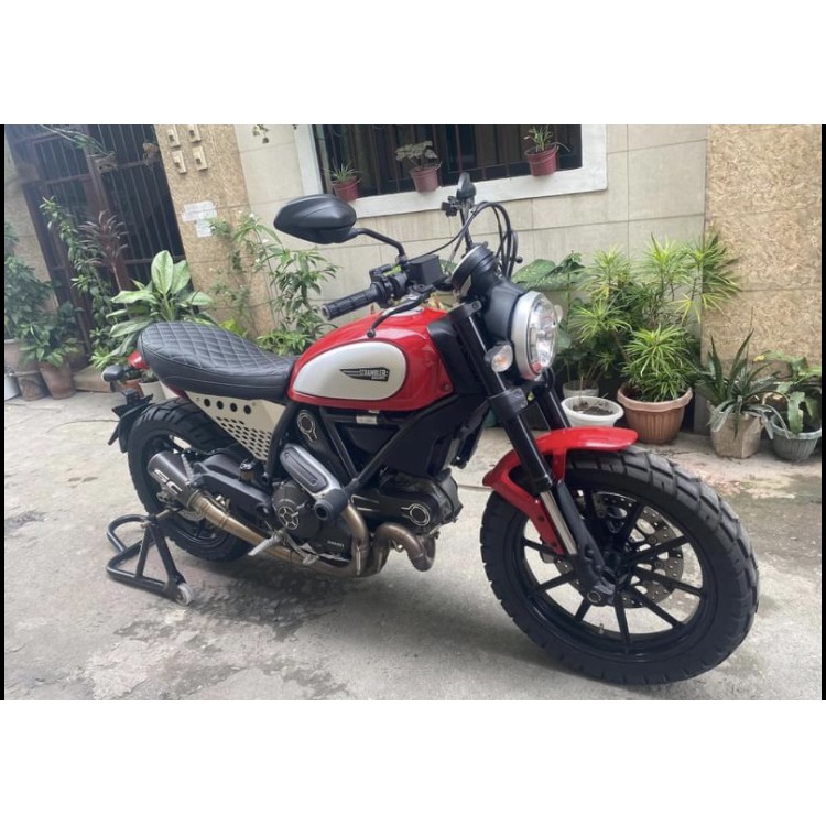 Ducati Scrambler Icon: Side View Of A Custom Motorcycle, Colored Red ...