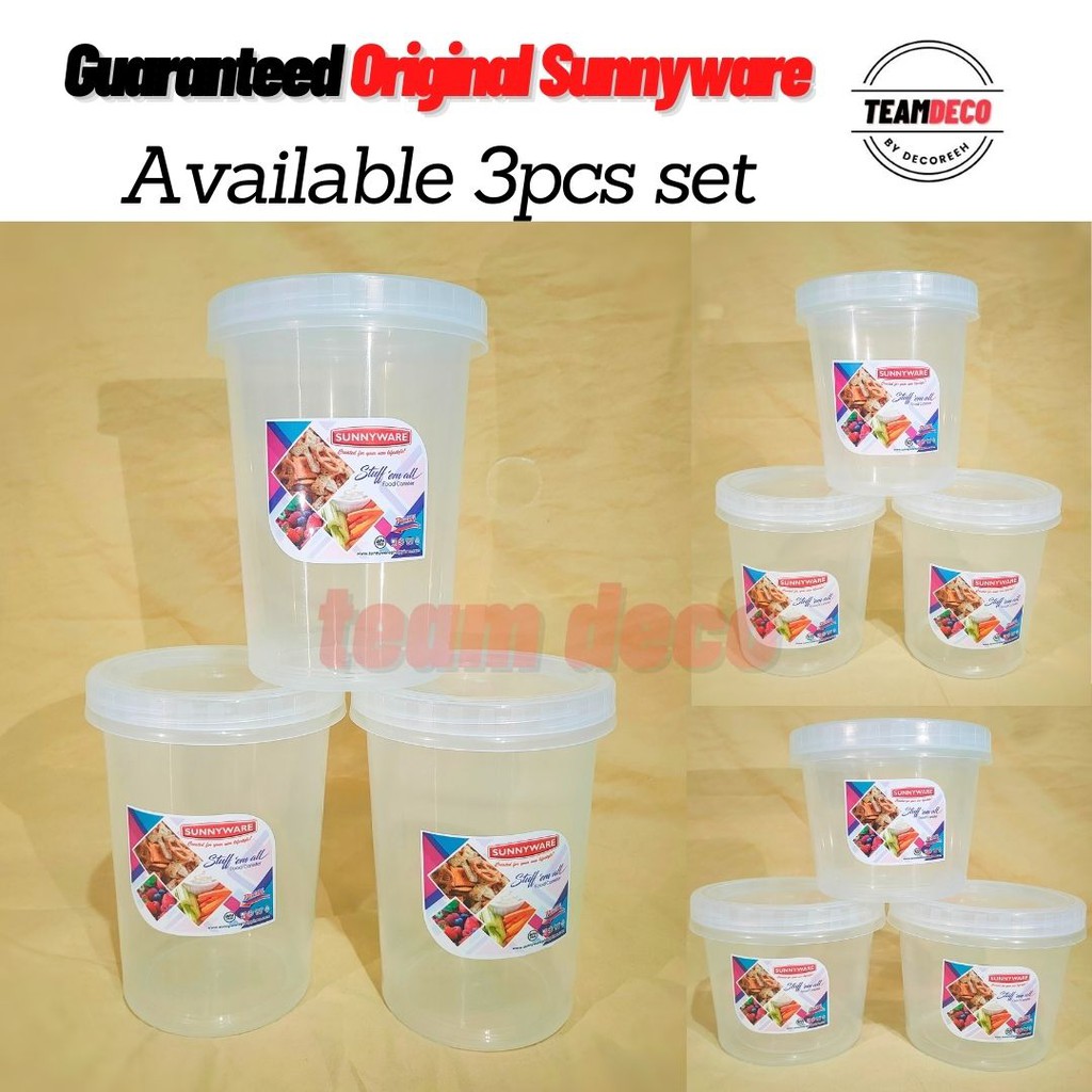 SUNNYWARE ROUND CONTAINER (3 SET) PER ORDER | Shopee Philippines