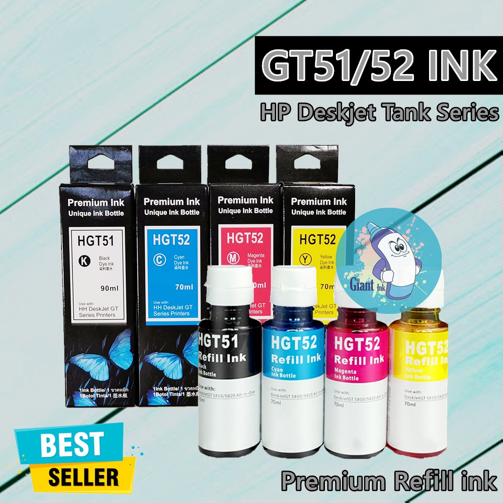 HP INK REFILL GT51/GT52 FOR HP Deskjet GT PRINTER 51 BLACK 52 CMY ...