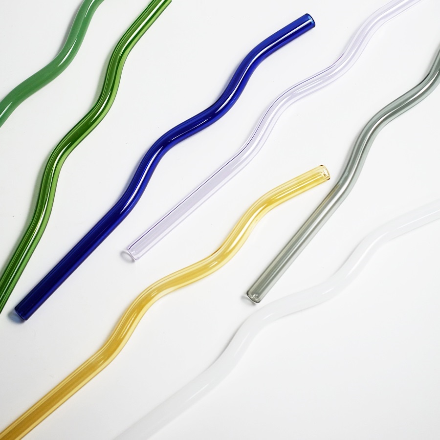 Glass Straw Wave Reusable Straws Heat Resistant Glass Straw Drinking ...