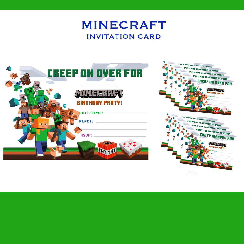 MINECRAFT INVITATION CARD | Shopee Philippines