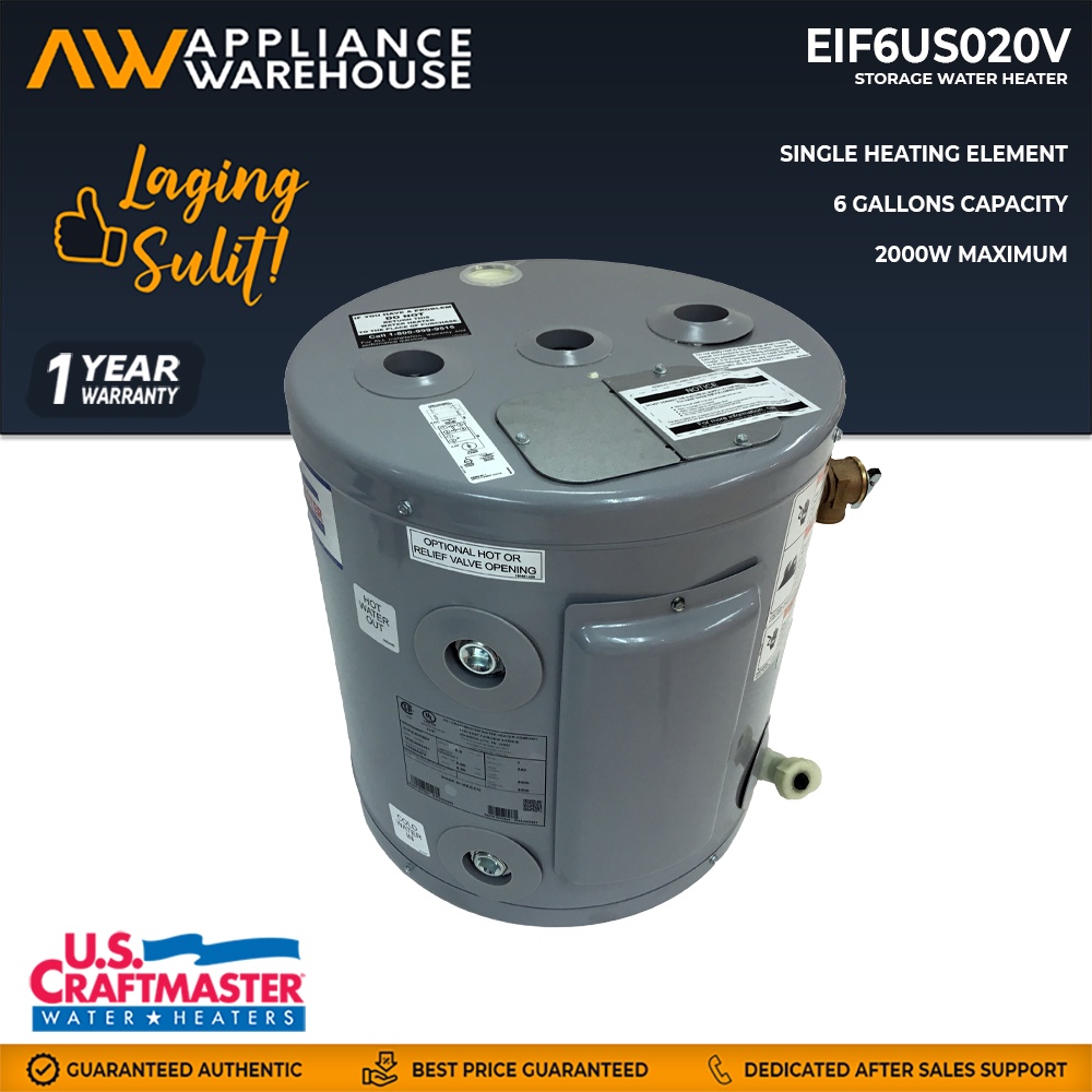 US Craftmaster EIF6US020V Electric Water Heater Grey | Shopee Philippines