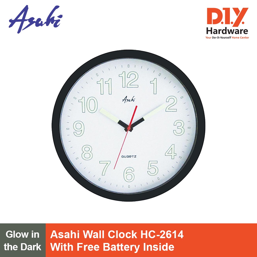 Asahi Wall Clock 14" Glow in the Dark 350mm with Free Battery Inside HC ...