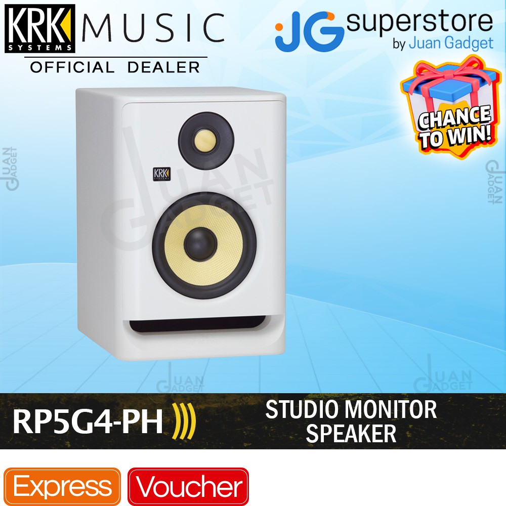 KRK ROKIT 5 G4 (Gen 4) White Noise 5 Inch 2-Way Pro Active Studio Monitor w/ DSP- Driven Graphic ...