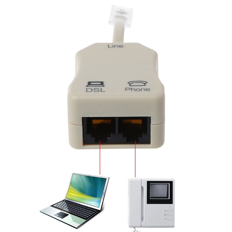 Portable ADSL Modem Telephone Phone Fax In-Line Splitter Filter Network ...