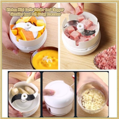 Mini Garlic Grinder Food Chopper Shredder hand Pull String Processor ...