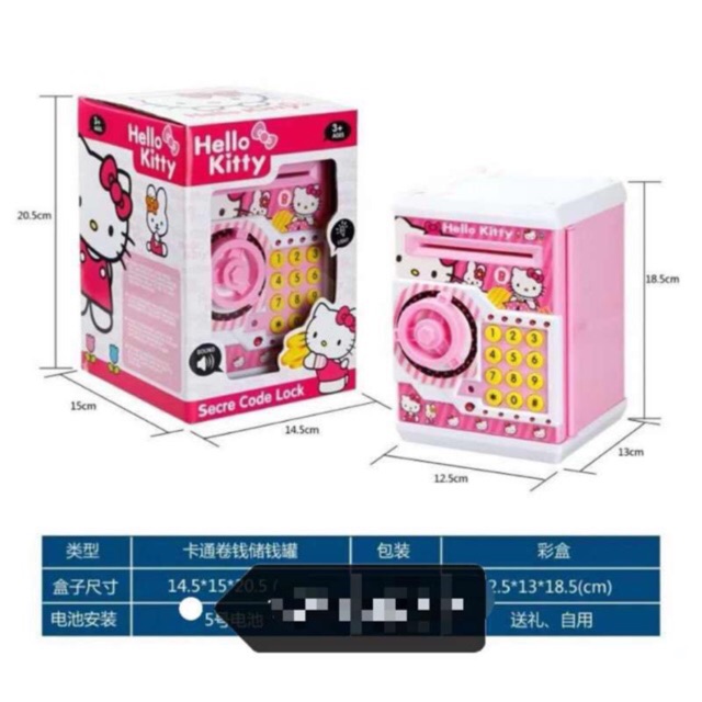 Hello kitty ATM safe money security vault box security code | Shopee ...