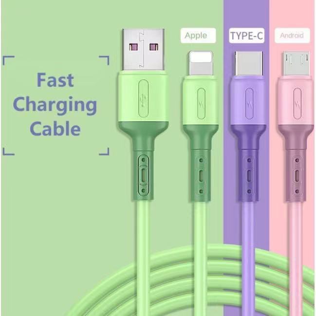 MICRO USB CORD MACARON color cord SUPER FAST CHARGING ANDROID V8 TYPE C ...