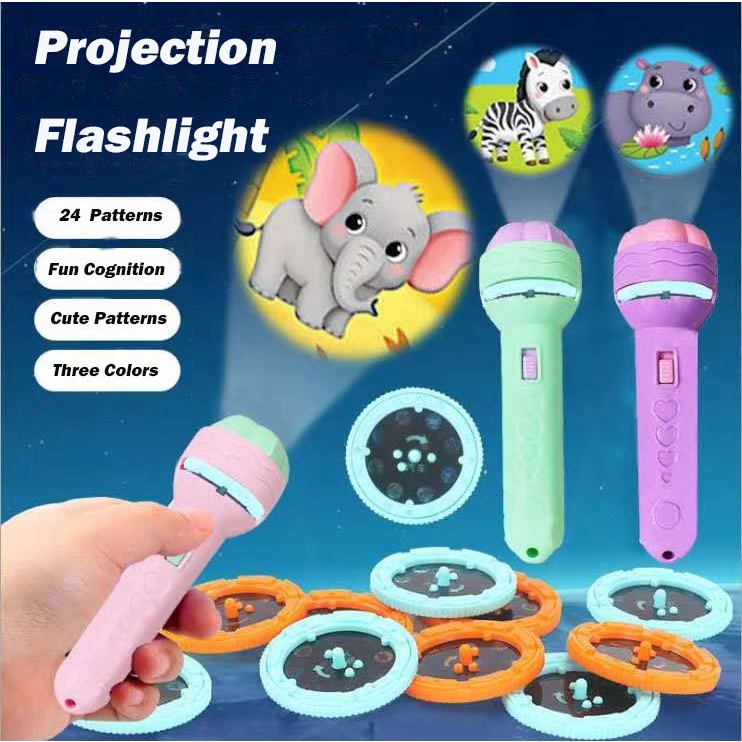 Children's Projection Flashlight with 24 pic Sleeping Story Book ...