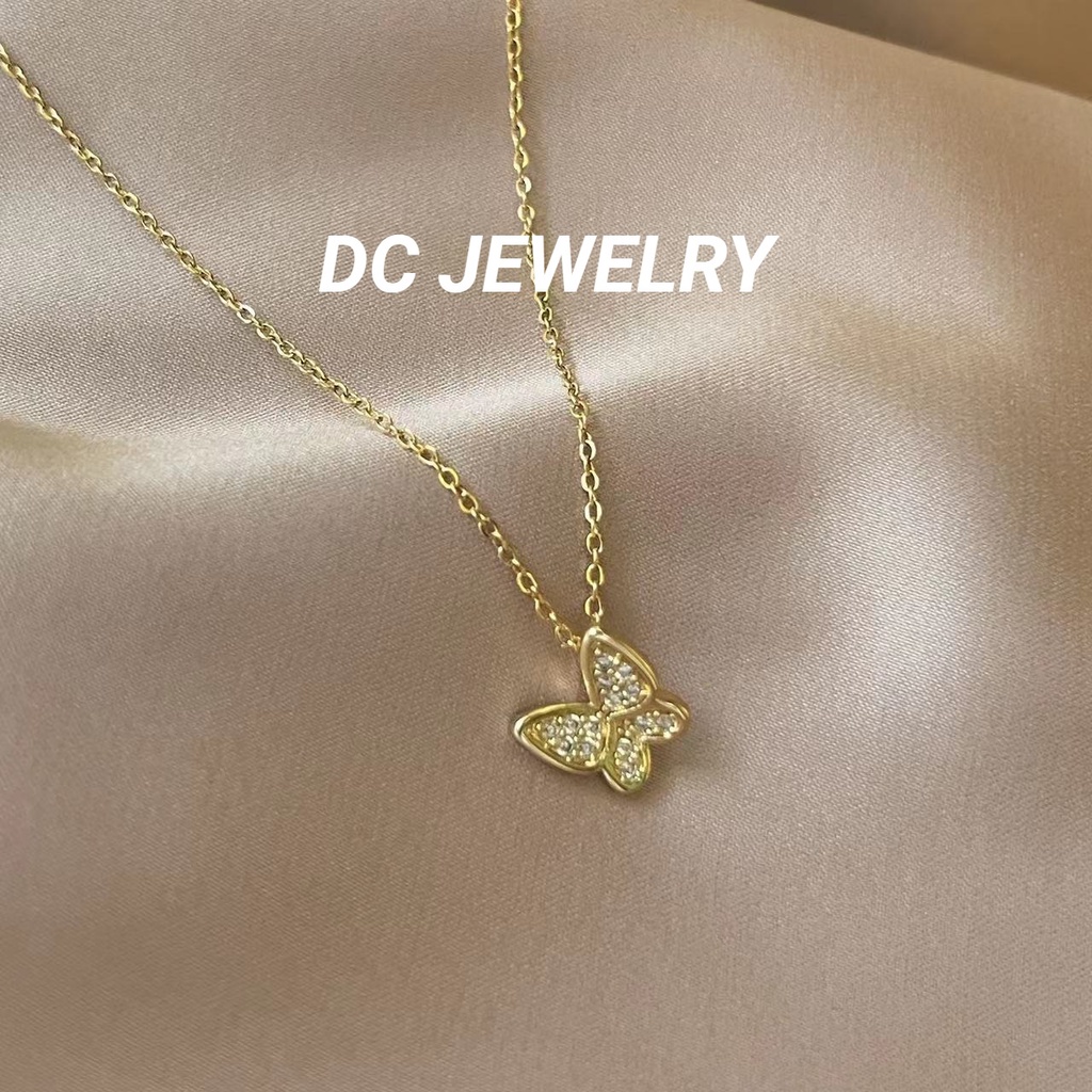 DC Fashion Zircon Butterfly Pendant Necklace for Women Dainty ...
