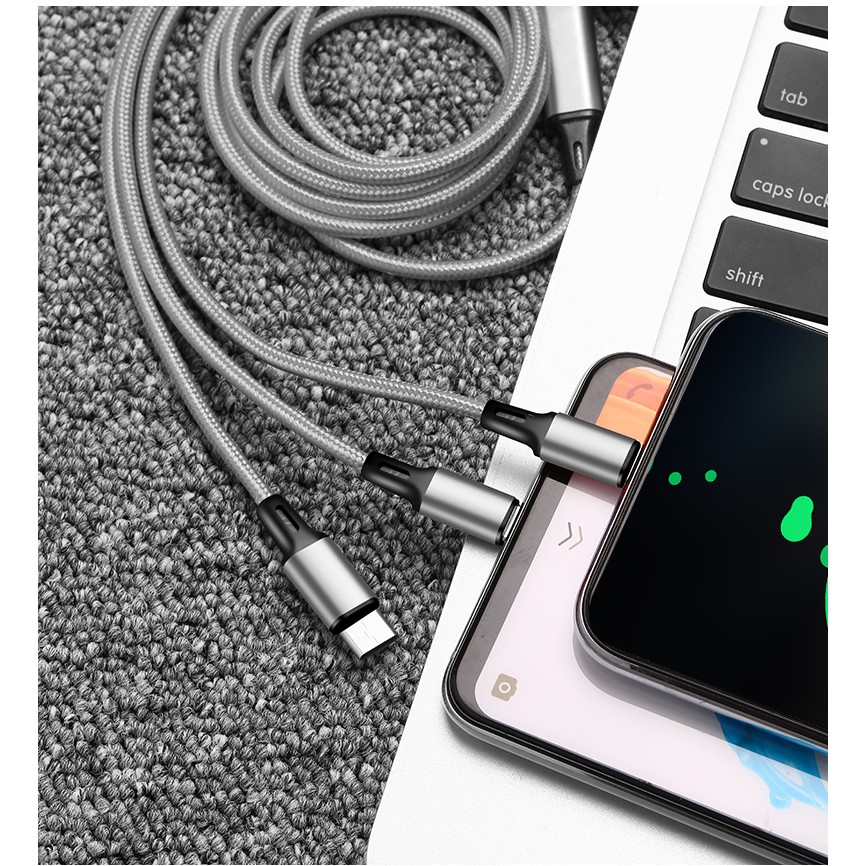 USB Cable for iPhone Cable Micro USB C 3 in 1 Braided Charging Cable ...