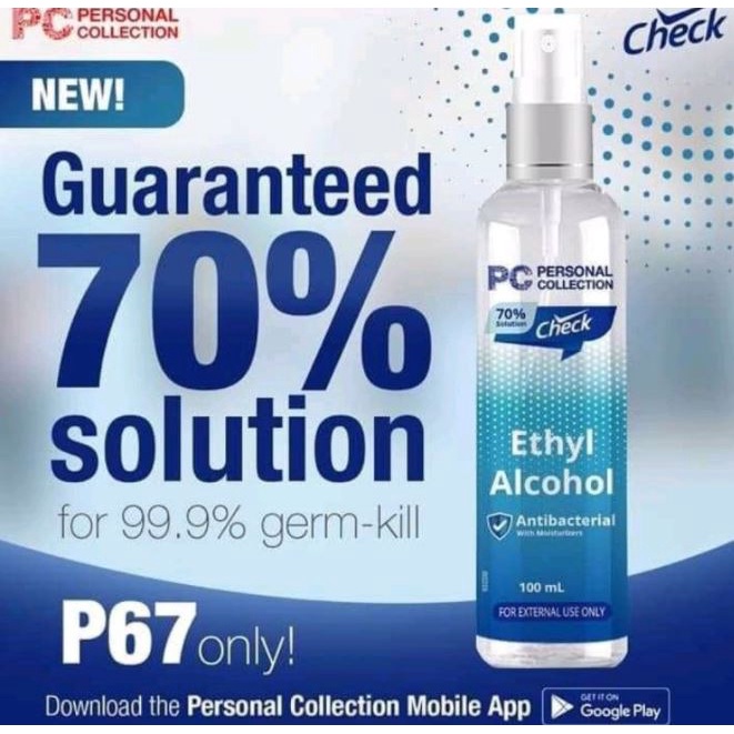 Personal Collection Check 70% Ethyl Alcohol 100ml | Shopee Philippines
