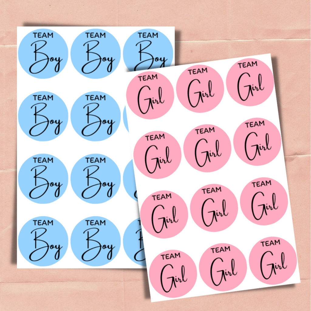 TEAM BOY TEAM GIRL GENDER REVEAL STICKER - Sticker Sheet | Shopee ...