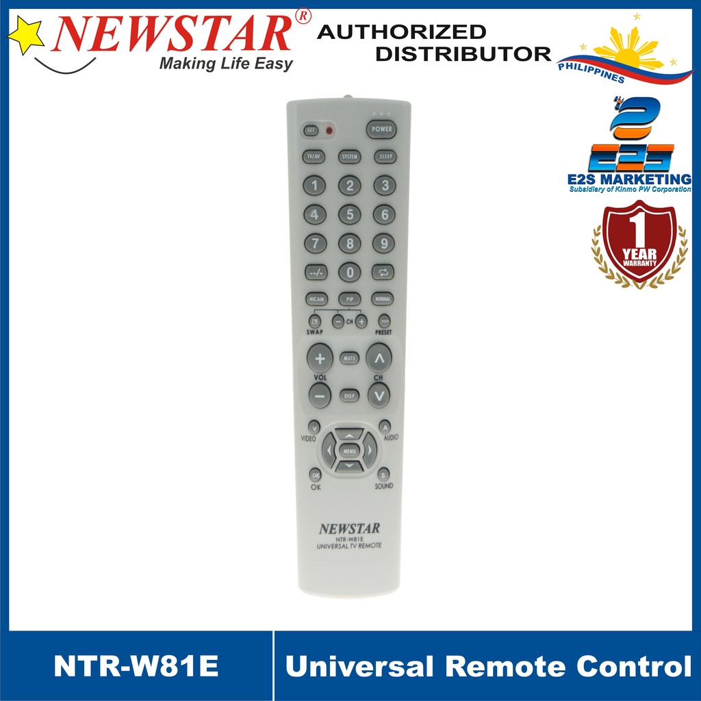Newstar Universal TV Remote Control NTR-W81E (White) | Shopee Philippines